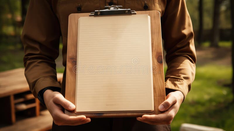 Handheld wooden clipboard stock illustration. Illustration of natural ...