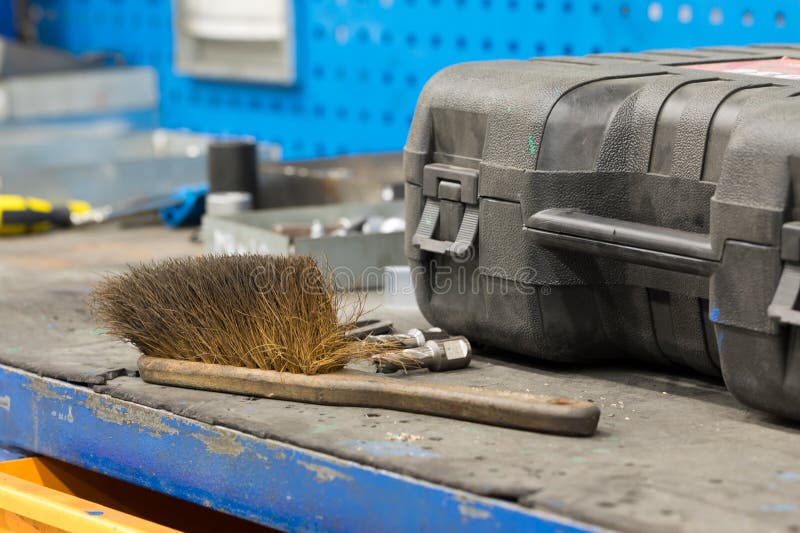 Handhold Cleaning Brush Tool on Work Bench Stock Photo - Image of brush ...
