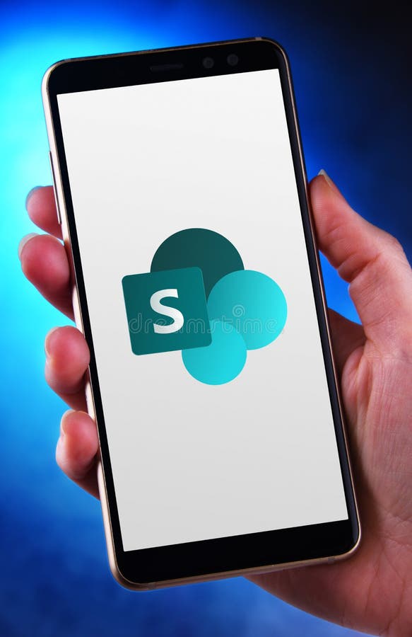 Handholding Smartphone, Der Logo Von Sharepoint Angezeigt Wird ...
