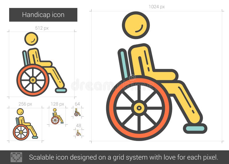 Handicap line icon. stock vector. Illustration of disability - 94460516
