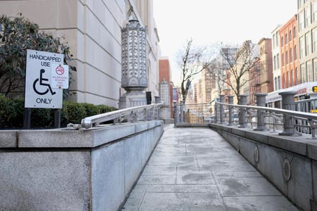Handicapped Accessible Ramp in Urban Setting Stock Photo - Image of ...