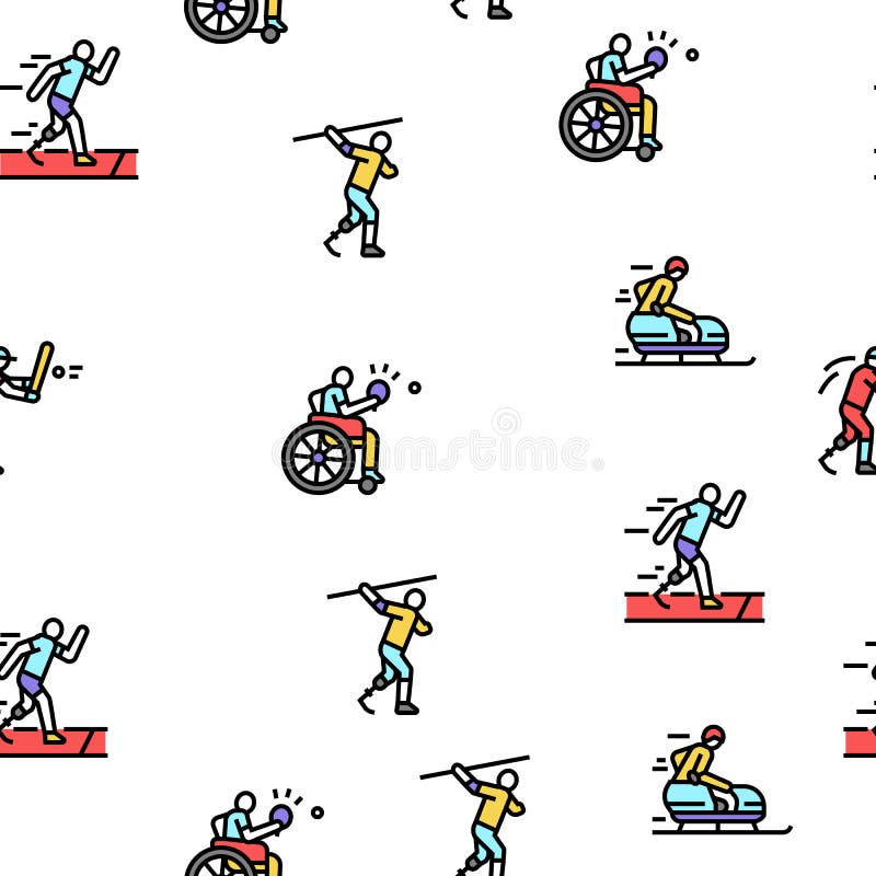 Handicapped Athlete Sport Game Vector Seamless Pattern Stock Vector ...
