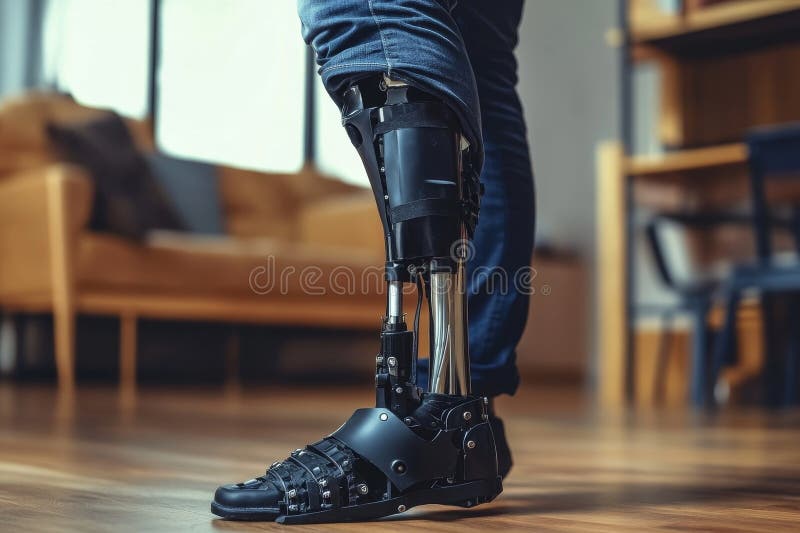 Handicapped Man with Artificial Leg, Close Up. Generative AI. Stock ...