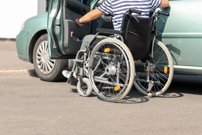 Handicapped Man Getting into His Car Stock Image - Image of problem ...