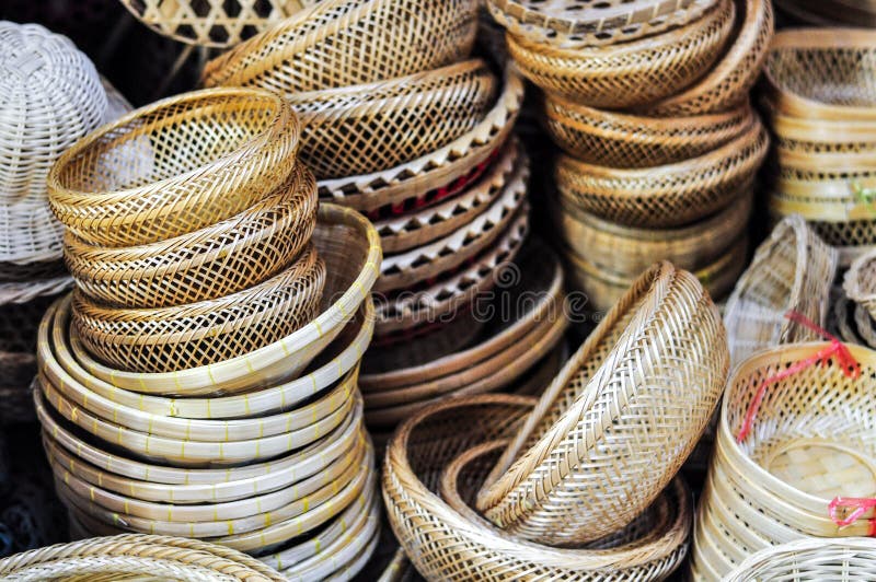 Handicraft Basket Made from Nature Source Stock Photo - Image of rattan ...