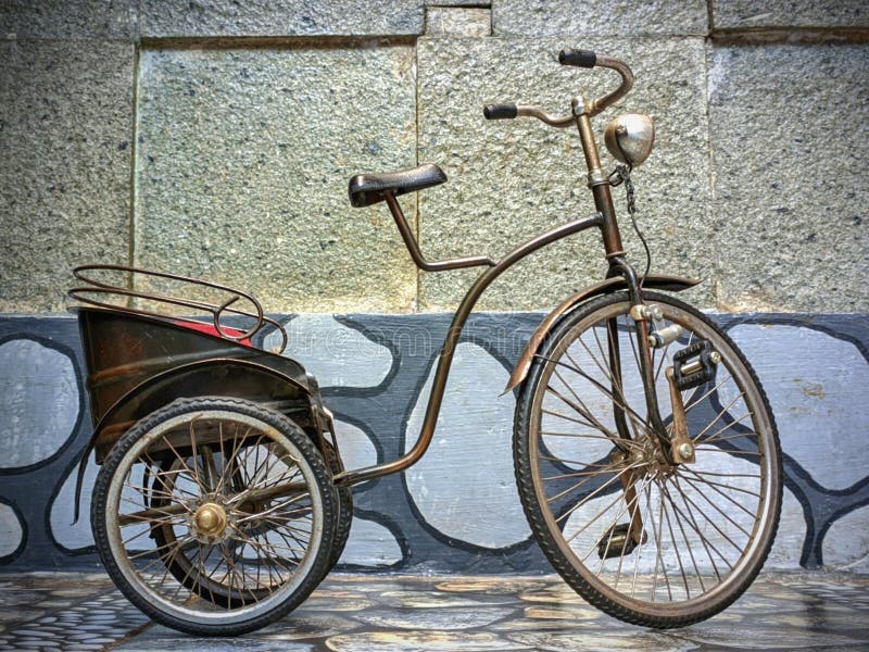 This is a Handicraft, a Bicycle Made of Copper Stock Photo - Image of ...
