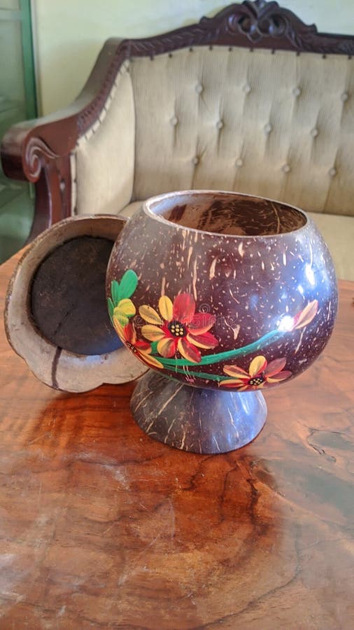 A Handicraft Made from Old Coconut Stock Image - Image of handicraft ...