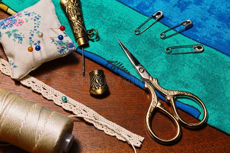 Handicraft Sewing Instruments and Materials Stock Photo - Image of ...