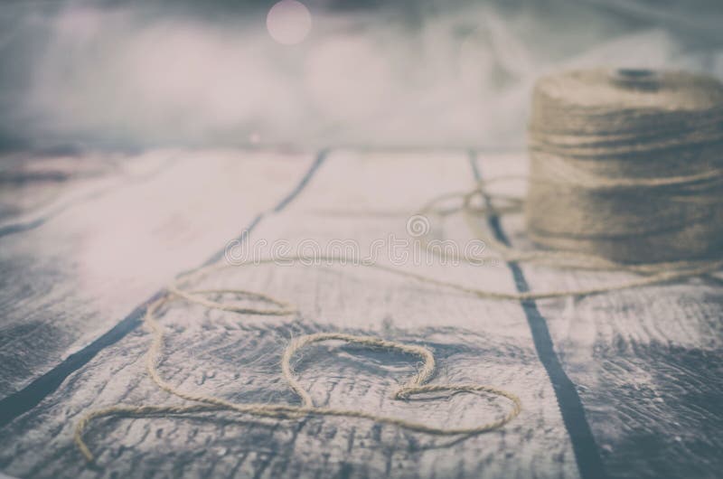 Handicraft, String Hemp Arranged in the Shape of a Heart. Stock Photo ...