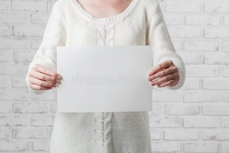 Handing a Blank Business A4 Card Over in Hand Stock Photo - Image of ...