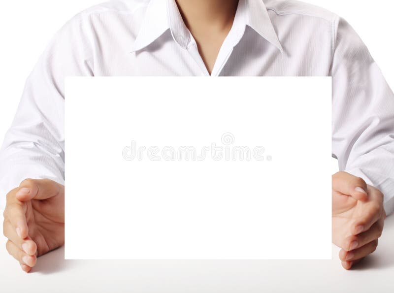 Handing Blank Business A4 Card Over in Hand Stock Illustration ...