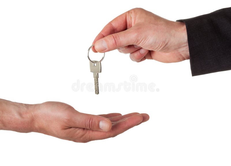Handing out the key stock photo. Image of door, isolated - 19537338
