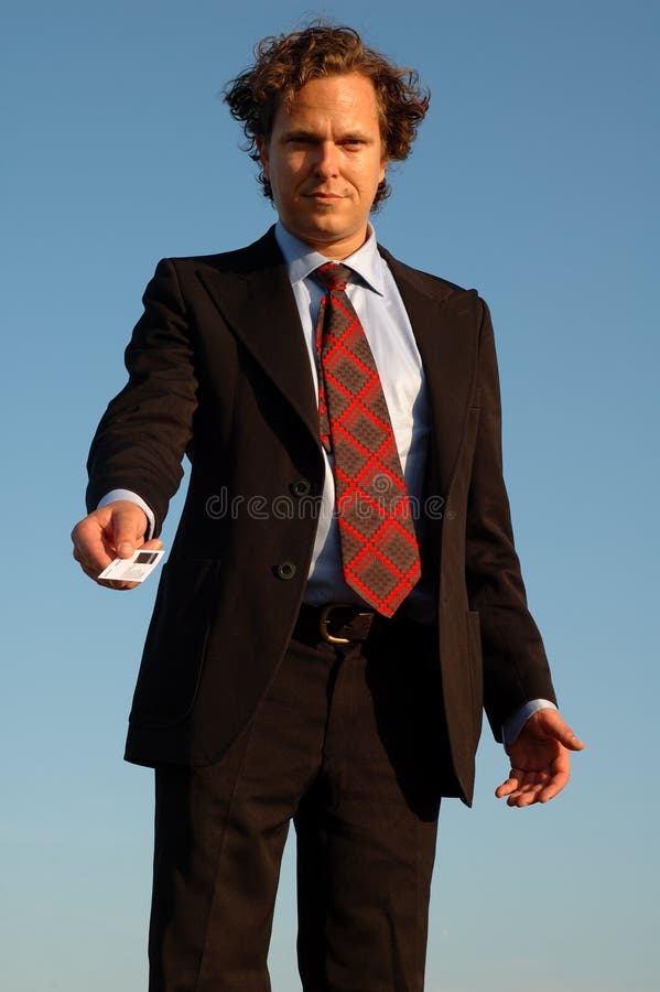 Handing Over a Business Card Stock Photo - Image of blue, deal: 1269912