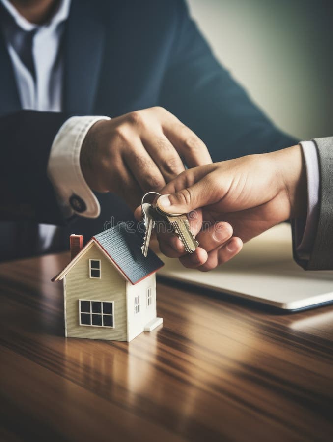 Handing over house keys stock image. Image of relocation - 371376913