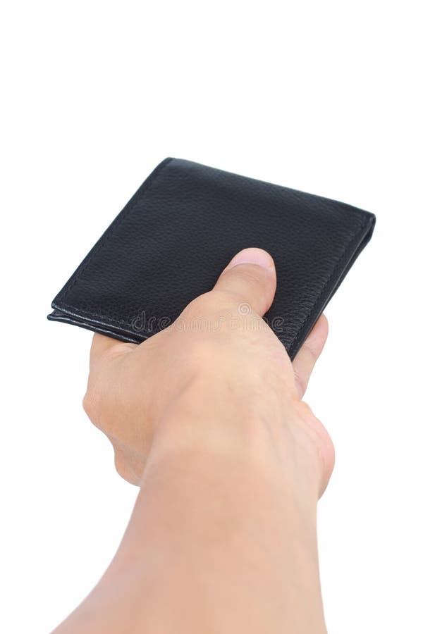Handing To Black Wallet on White Stock Image - Image of cash, lend ...