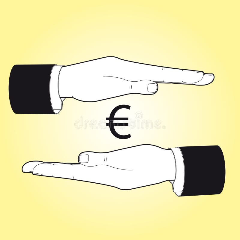 Handkeeping euro stock illustration. Illustration of outline - 11736043