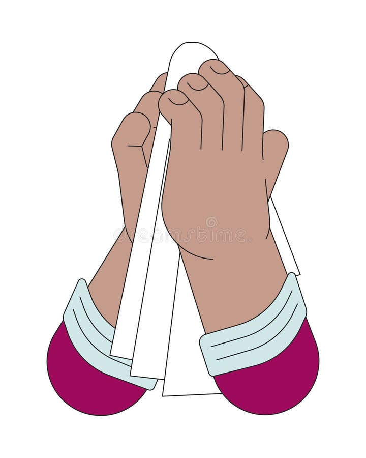 Handkerchief Holding Linear Cartoon Character Hands Illustration Stock ...