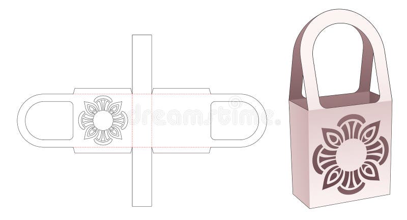 Handle Bag with Mandala Stencil Die Cut Template Stock Vector ...