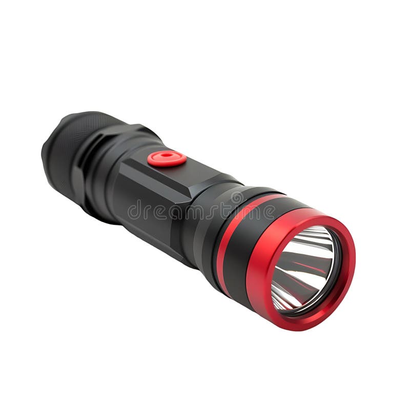 Handle Black and Red Flashlight Against a Transparent Background Stock ...