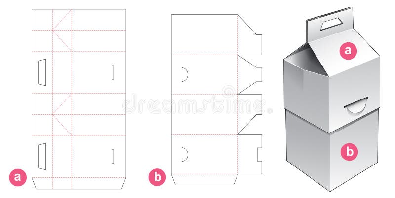 Handle Box with Ear Lock Die Cut Template Stock Vector - Illustration ...