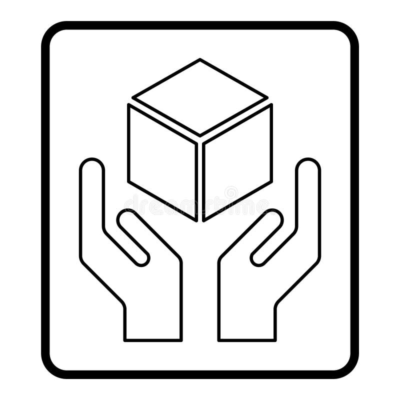 Handle with Care Flat Icon with Black Frame Isolated on White ...