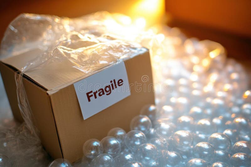 Handle with Care, Fragile Box Protected by Bubble Wrap for Safe ...