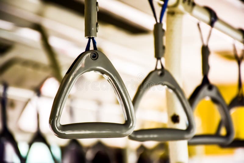Handle on Ceiling of the Bus. Stock Image - Image of hanging, hold ...