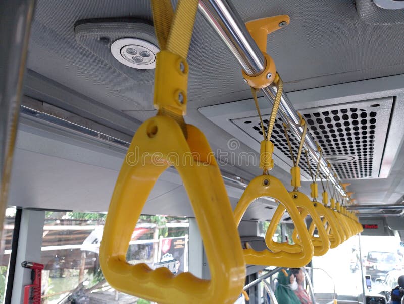 The Handle on the Ceiling of the Bus Prevents Passengers from Falling ...
