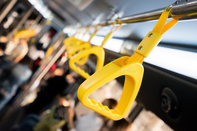 Bar And Handle Grip On Ceiling Of Bus Stock Photo - Image of asia ...