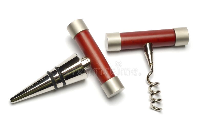 Handle Corkscrew and Stopper Stock Image - Image of metallic, handle ...