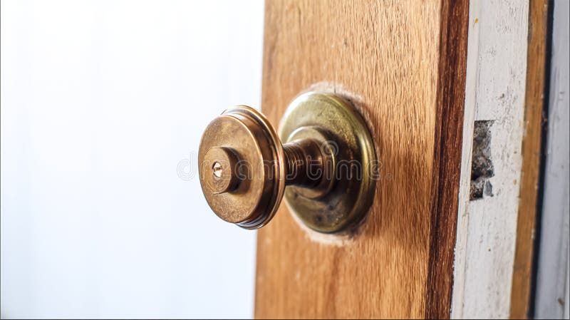 Handle from the Front Door in the Hand of a Man. Broken Door Stock ...