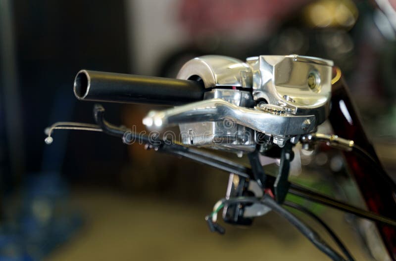 The Handle of the Gas and Gear Shift on the Handlebars of a Motorcycle ...