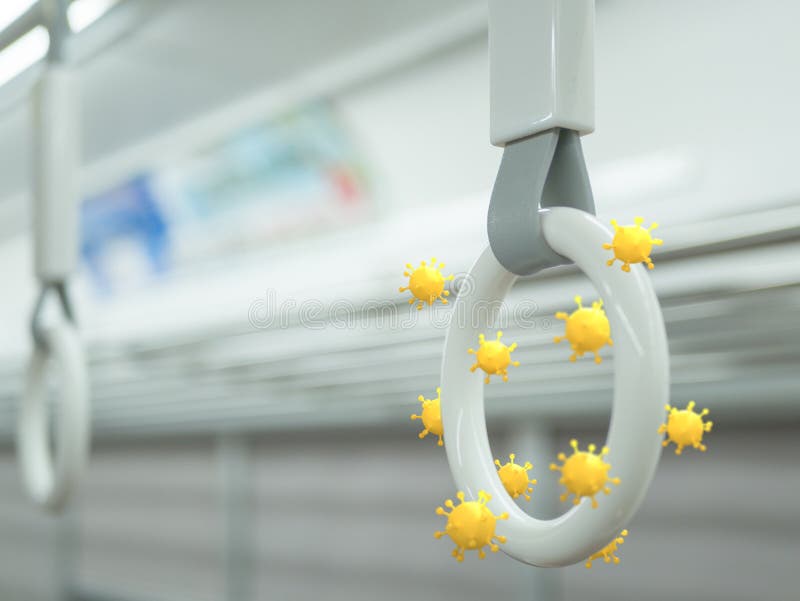 Handle Grips on a Subway Train with the Covid-19 Virus or Bacterial for ...