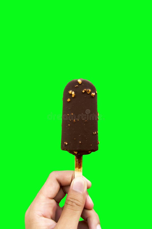 Handle Ice Cream Chocolate Green Background Stock Image - Image of ...