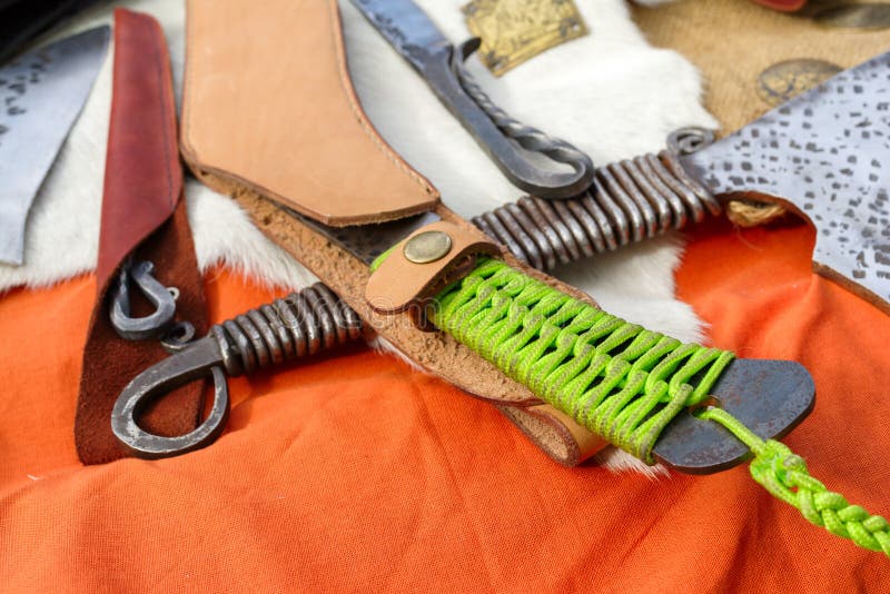 The Handle of the Knife Made of Plaiting Stock Photo - Image of ...