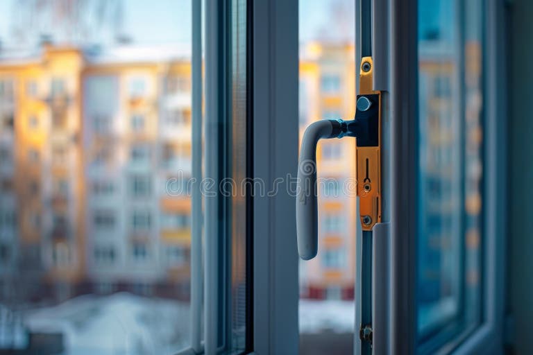 Handle with a Lock on Window, Child Protecting from Falling Out of ...
