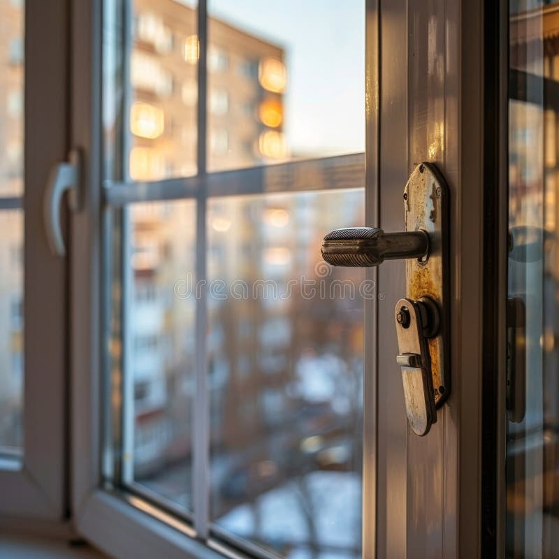 Handle with a Lock on Window, Child Protecting from Falling Out of ...