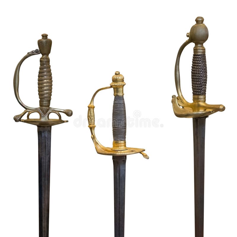 Handle the Old Swords Isolated on White Background Stock Image - Image ...
