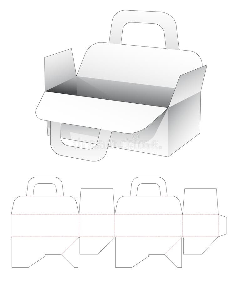 Handle Short Box Die Cut Template Stock Vector - Illustration of fold ...