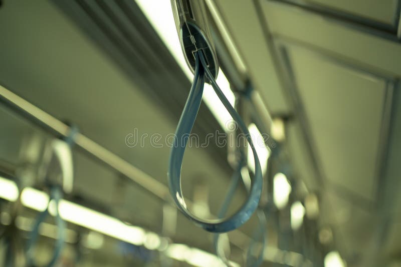 A Handle in a Train for Standing Passenger Stock Photo - Image of ...