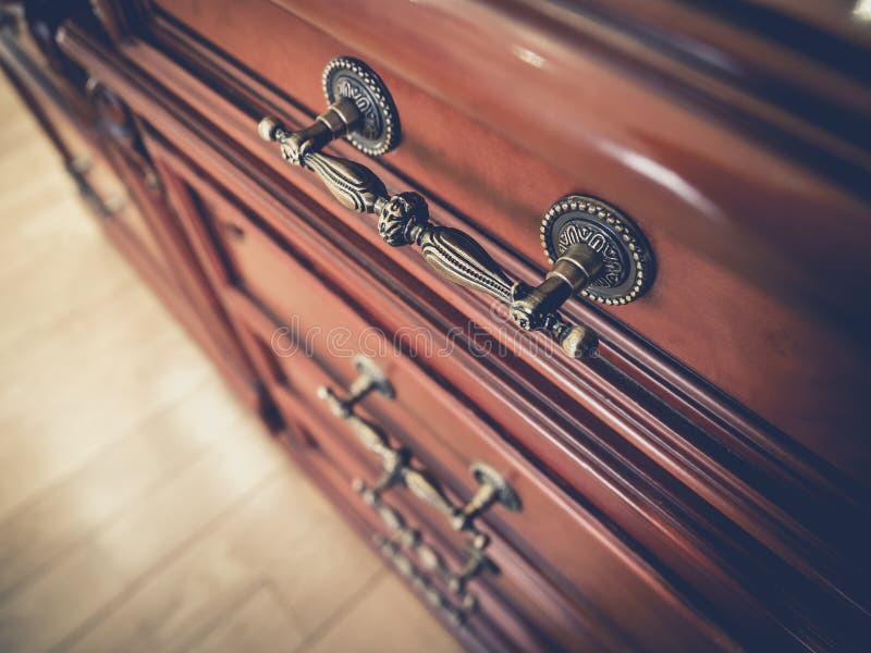 Handle on Wooden Drawer Vintage Object Details Stock Image - Image of ...