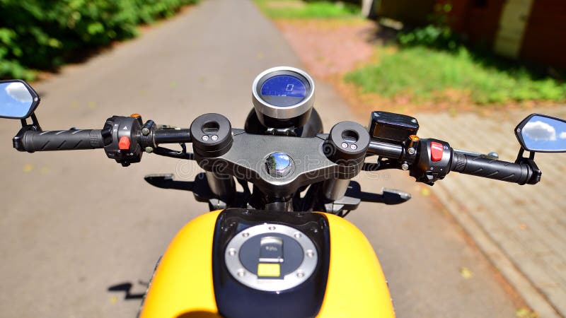 Handlebars and Speedometer of Motorbike Stock Image - Image of ...