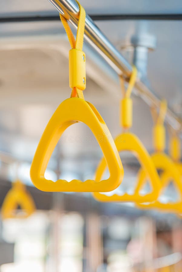 Handles on Ceiling for Standing Passenger Inside a Bus Stock Image ...