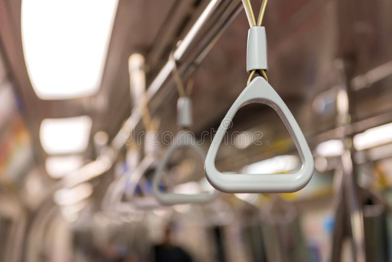 Handles on Ceiling for Standing Passenger Inside a Bus Stock Image ...