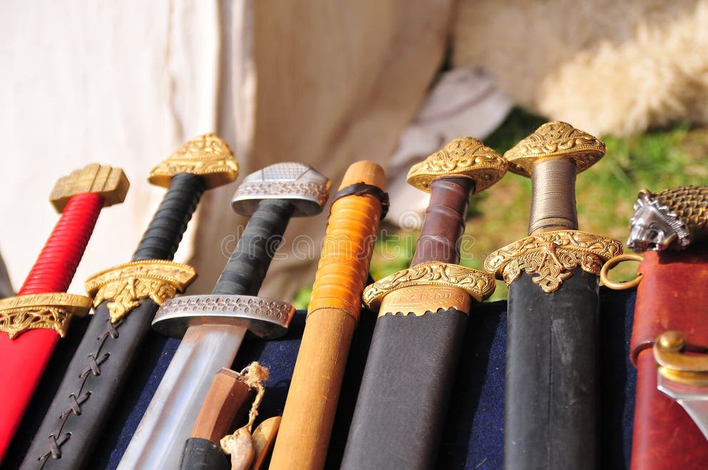 Handles of swords stock image. Image of excalibur, danger - 14396235