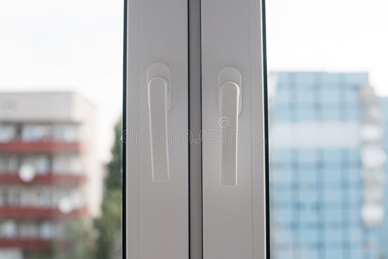 Handles the Window Close Up. New Window Stock Photo - Image of doors ...