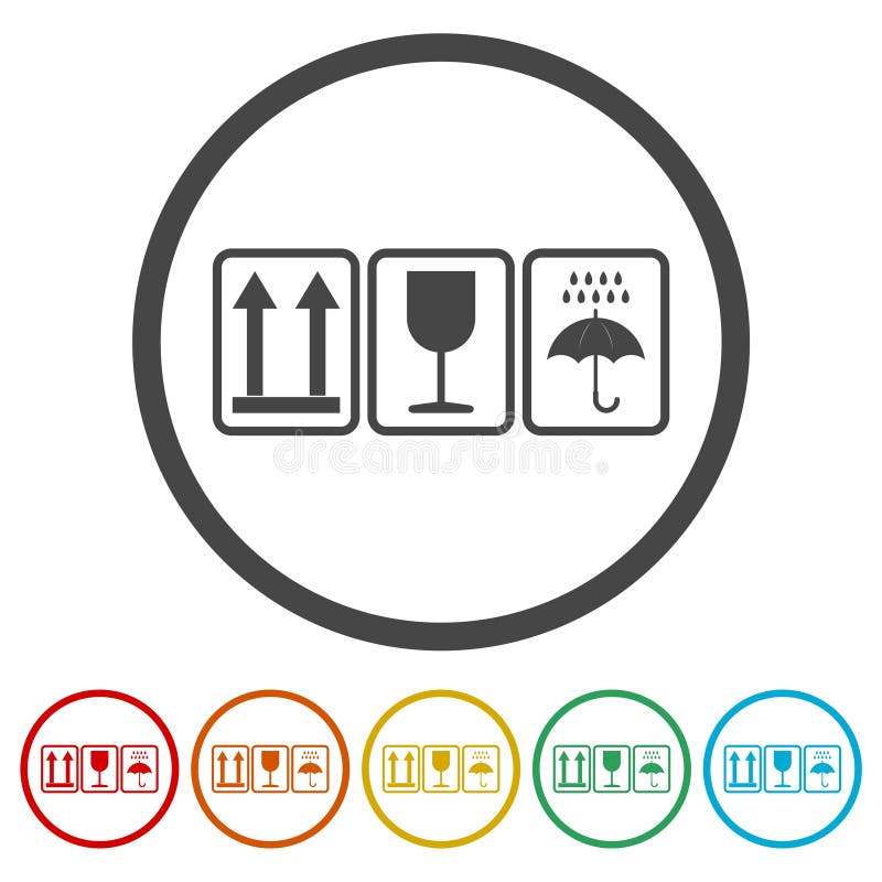 Handling And Packing Icon, Carton Fragile Box Markings Stock Vector ...