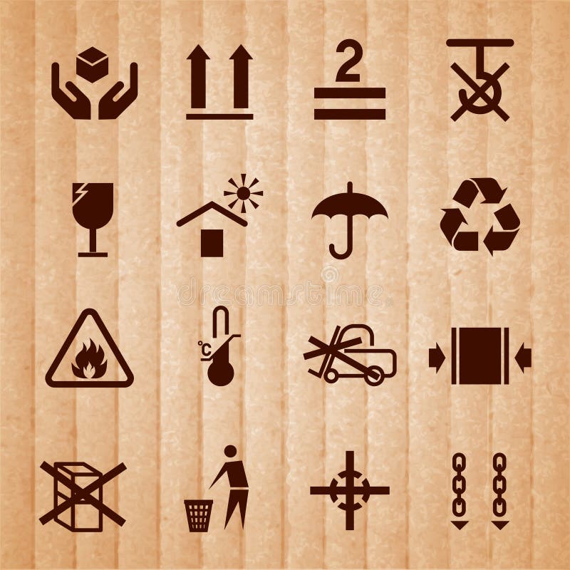 Handling and Packing Symbols Stock Vector - Illustration of cardboard ...