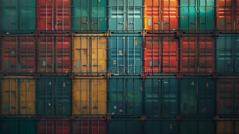 Handling, Transportation and Shipment of Containers. Several Rows of ...