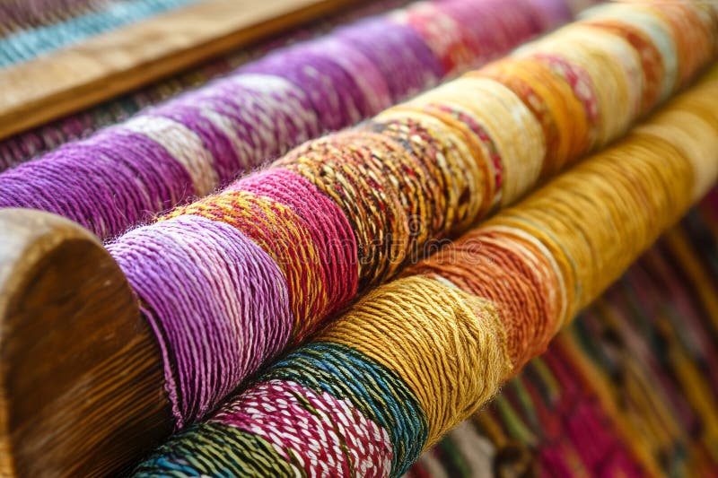 A Handloom with Threads and Yarns is Depicted in Detail, Making it ...